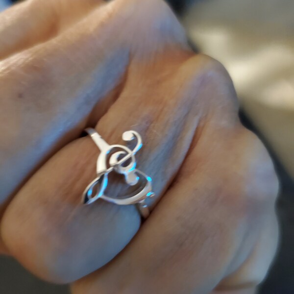 Music Note Ring - Heart Music Ring - Love of Music Necklace - G Clef ...