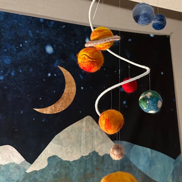 Solar System Mobile Nursery Space Mobile Baby Boy Felt Planets Mobile ...