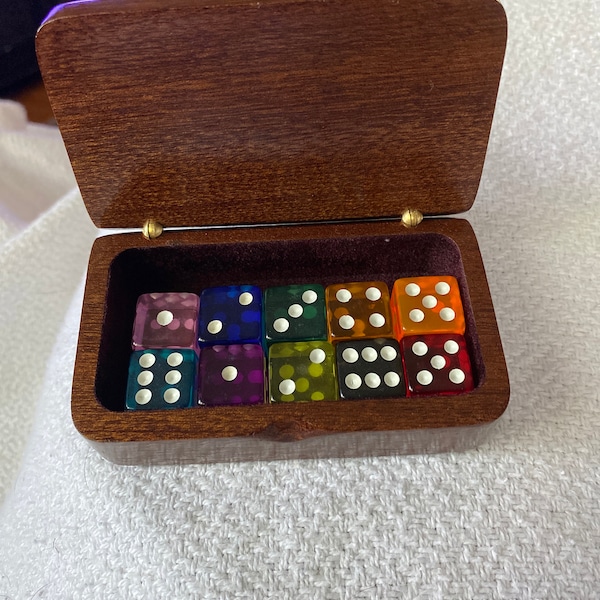 Set of 10 Colored Dice, Transparent Dice, Standard 16mm, Extra Board ...