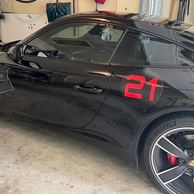 Race Car Number Plate Permanent Vinyl or Reusable Magnet Custom Driver ...