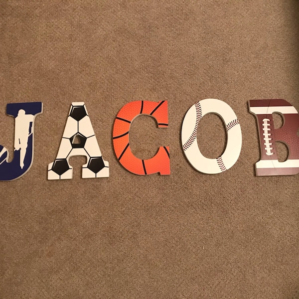 Sports Wooden Letters, Custom, Nursery Decor, Playroom, Teacher's ...