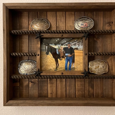Belt Buckle Display Case With 8x10 Picture Frame Trophy Display Case ...