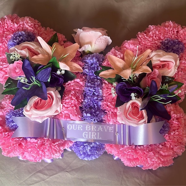 BUTTERFLY Funeral Memorial Tribute Artificial Flowers Silk Wreath ...