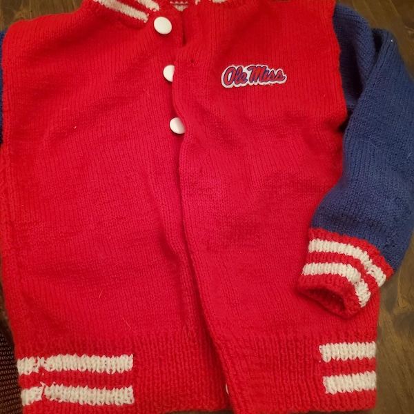 Letterman Jacket Knitting Pattern Kids 5 Sizes 2-12 Years | Back to ...