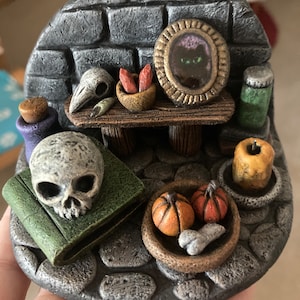 Creepy Skull Miniature. Handmade Polymer Clay and Resin Figurine. One ...