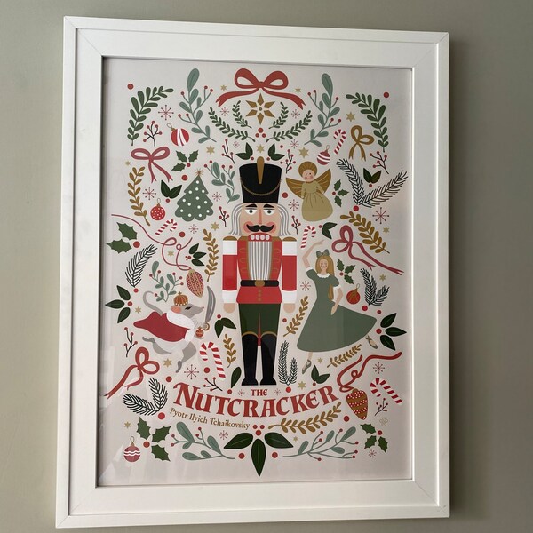 Nutcracker Print, Christmas Wall Print, Nutcracker Gold Print ...