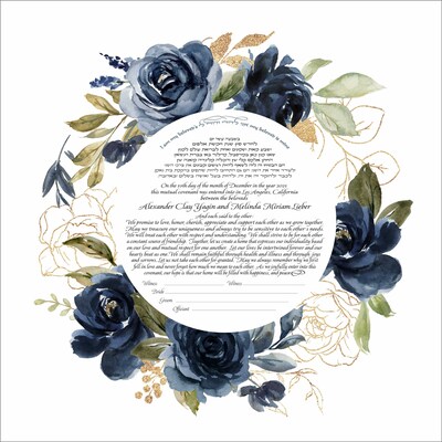 Watercolor Floral Wreath-indigo/small Set/individual PNG Files/hand ...