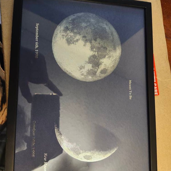 A4 Custom Foil Moon Phase Print by Date, Personalised Copper, Gold or ...