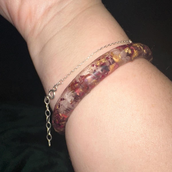 Rose Petal Resin Bengal- Real Flower Jewelry- Real Flower Bracelet ...