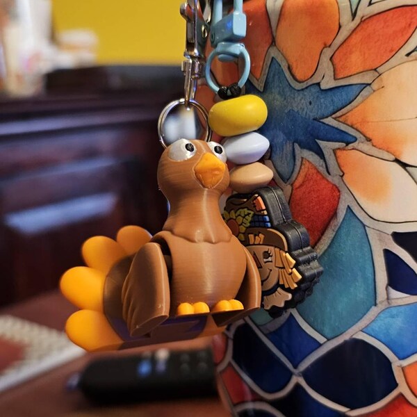 3D Printed Articulated Turkey Keychain - Fidget Backpack Buddy - Etsy