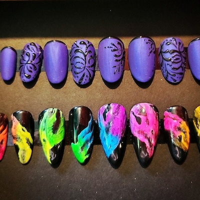 Sci-fi Cyberpunk Press-on Nails Futuristic Claws Reusable - Etsy