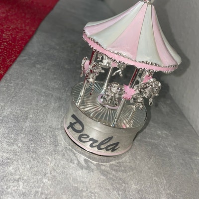 Personalised Silver Musical Carousel, Music Box, Musical Carousel ...