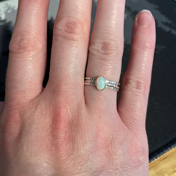 Minimalist Silver Stacking Rings Hammered Sterling Stackable Rings Thin ...