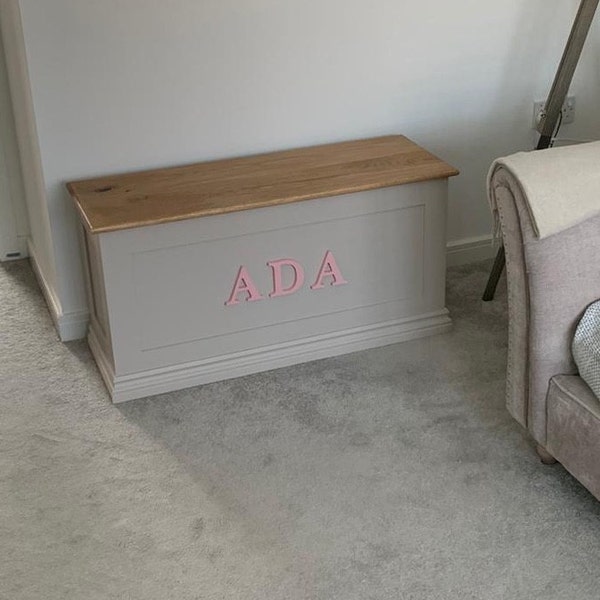 Personalised Wooden Toy Box Oak Top and Safety Stays - Etsy UK