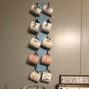 Vertical 10 or 12 Hook Mug Rack, Coffee Bar Ideas, Vertical Mug Rack ...