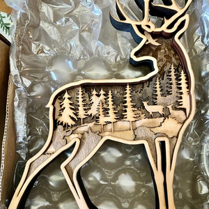 Digital File 7 Layer Deer With Optional Layers Art Piece for Glowforge ...