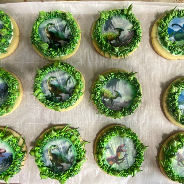 Edible Dinosaur Cupcake Cookie Oreo Cake Toppers, Wafer Paper or ...