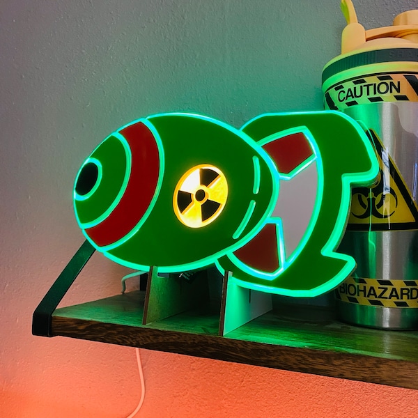 Nuclear Bomb Edge Lit LED Sign , Neon Like , Arcade Light Sign, Nuke ...