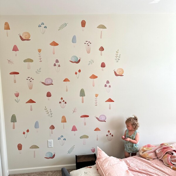 Woodland Mushroom Wall Decals - Removable, Reusable Wall Stickers ...