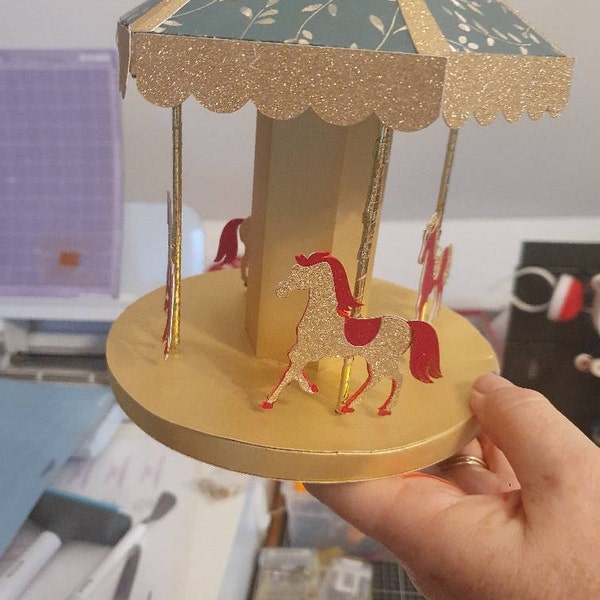 3D Carousel - Cutting File for Papercraft - Circus Theme Park Theme ...