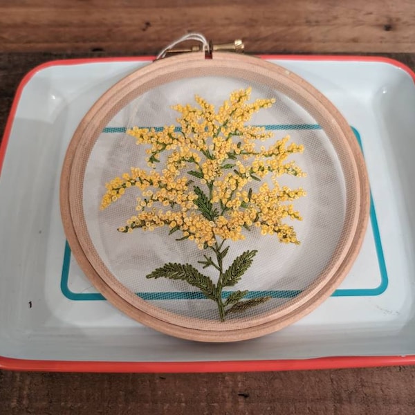 Exquisite Hand Embroidered Dandelion in a Dew on Tulle. Bohemianwall ...