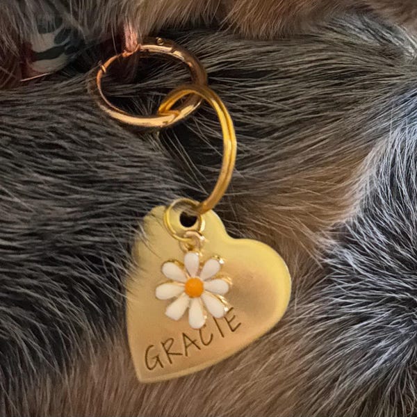 Flower Power Dog Tag, Daisy Dog Tag, Pet Id Tag, Personalized Dog Tag ...