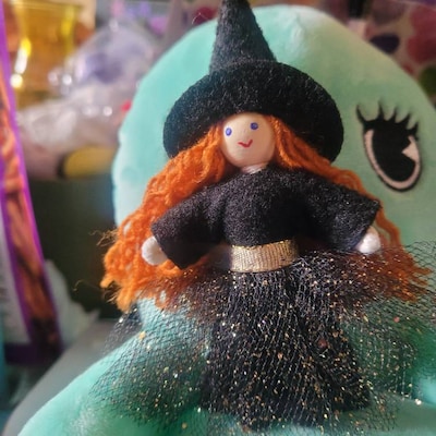 Cute Witch Doll Sweet Witch Figurine Handmade Small Witch Doll Bendy ...