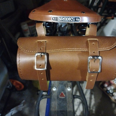 Bicycle Saddle Bag, Brown Vintage Leather Tool Bag, Motorcycle Saddle ...