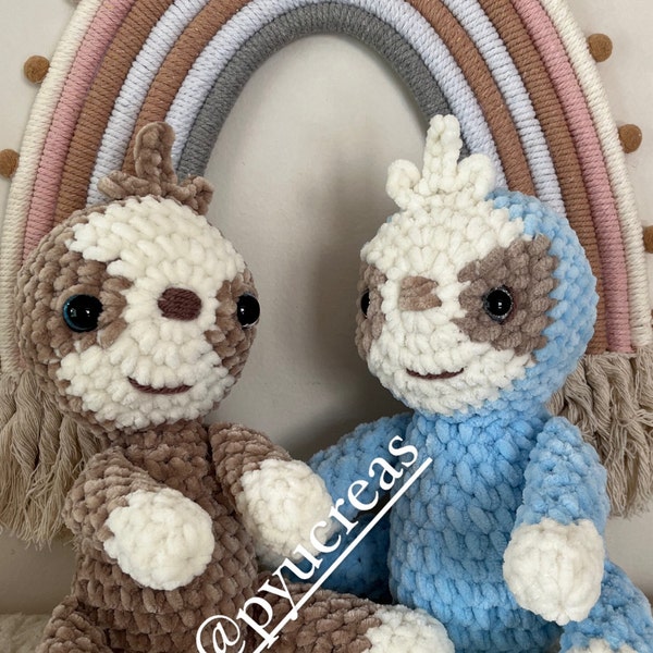 PATTERN: Sid the Plush Sloth Pattern Amigurumi Sloth Pattern Crochet ...