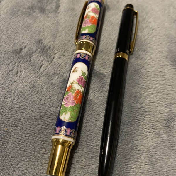 Ceramic Floral Asian Fountain Pen | Chinese Calligraphy M Nib Peonies ...