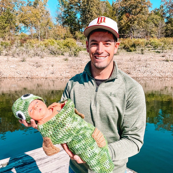Crochet Trout Bass Fish Costume for Baby, Cocoon and Headband With ...