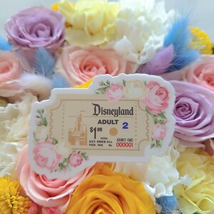 Disneyland Admission Ticket Sticker/ Retro Floral Disney | Etsy
