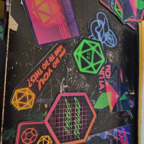 Neon 80's D&D Themed 9-piece Sticker Set | Geek Gift | Gamer | DND ...