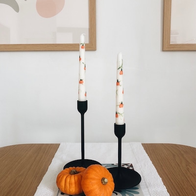 Hello Fall Hand Painted Candles Autumn Candles Illustrated - Etsy