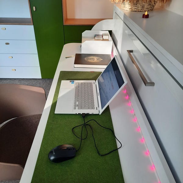 Felt Pink Desk Mat, Custom Pink Mousepad, Pastel Green Desk Pad, Small ...