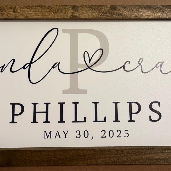 Personalized Last Name Monogram Sign, Gift for Couple, Bedroom Sign ...