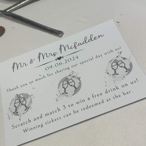 Wedding Scratch Card, Custom Scratch Card, Wedding Favours, Drink Token ...