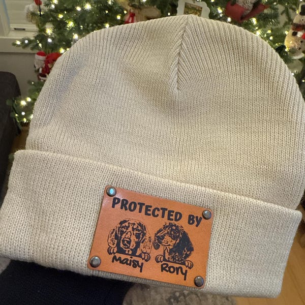 Custom Baby Beanie With Vegan Leather Patch for Boy Girl, Personalized ...