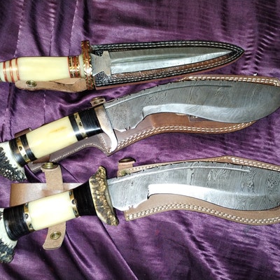 Knife New Amazing Mosaic Damascus Skinning Hunting Knife Handmade ...