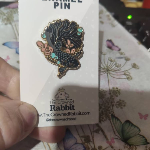 Black Betta Fish Enamel Pin, Betta Fish, Betta, Betta Pin, Fish Pin ...
