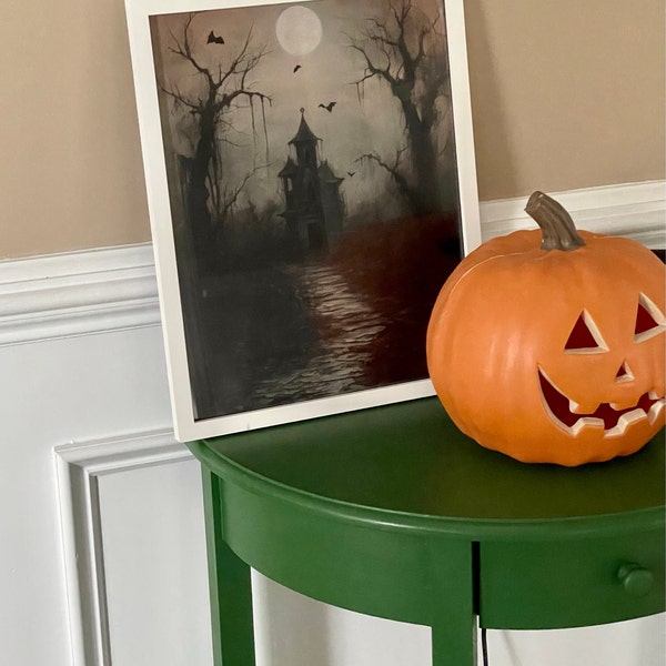 PRINTABLE Halloween Vintage Print, Haunted House Wall Art, Dark ...