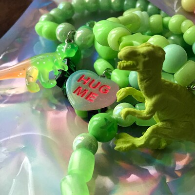 Kidcore Pop Tube Kandi Cuff Rainbow and Clear Cage Over a Pop - Etsy