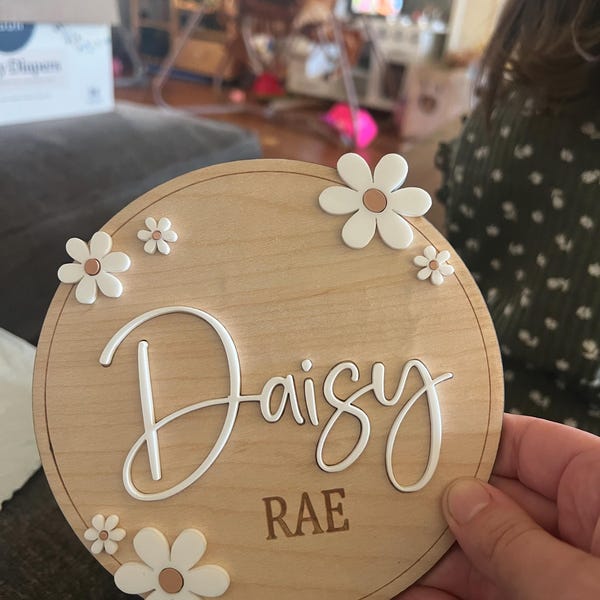Daisy Flower Birth Sign | Baby Birth Announcement | Arched Wooden Birth ...