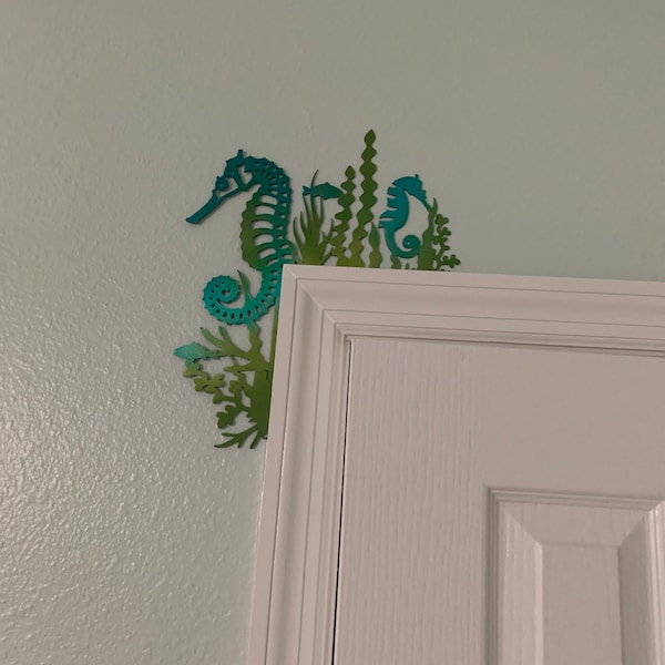 Seahorse Metal Door Frame Decoration, Coastal Themed Decor, Star Fish ...