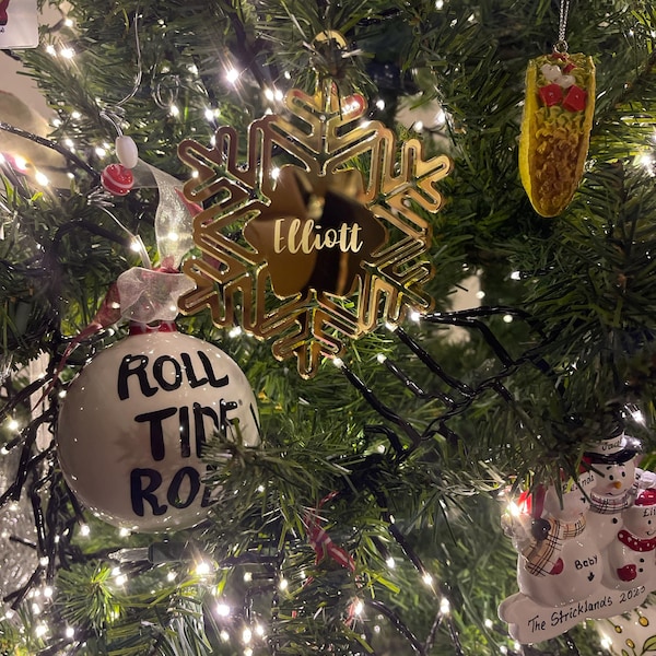 Personalized Name Ornament Sleigh Bell | Custom Gift Tag | Christmas ...