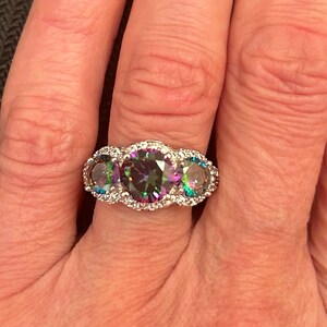 Gina 3ct Sapphire Blue Round CZ Encrusted Silver Band Ring-sapphire ...