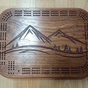 3-player Folding Travel Cribbage Board With Engraved Mountain - Etsy