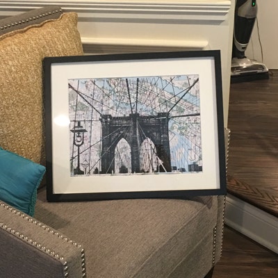 Brooklyn Bridge B/W, NYC Pocket Art, New York Map, New York Print, NYC ...