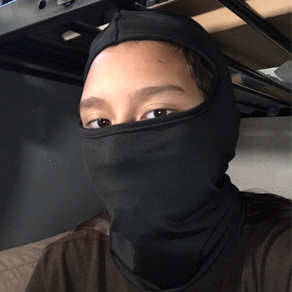 Black Ultra Thin Stretch Balaclava Snood Ski Moto Quad Bike Face Mask ...