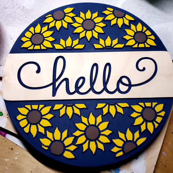 Hello Sunflower SVG, Welcome Sign SVG, Fall Door Decor Svg, Sunflower ...